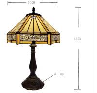 China 30cm Handmade Hexagon Stained Glass Table Lamp AC85-265V Retro Warm Light for Bedroom Living Room for sale