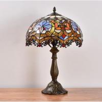 China 12 Inch Handmade Stained Glass Elk Table Lamp 85-265V AC European Pastoral Desk Lamp for sale