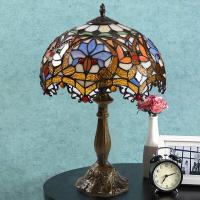 China 12 Inch Handmade Stained Glass Elk Table Lamp 85-265V AC European Pastoral Desk Lamp for sale