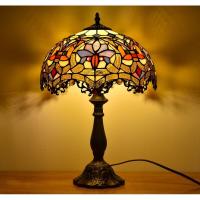 China 12 Inch Handmade Stained Glass Elk Table Lamp 85-265V AC European Pastoral Desk Lamp for sale
