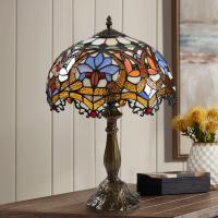 China 12 Inch Handmade Stained Glass Elk Table Lamp 85-265V AC European Pastoral Desk Lamp for sale