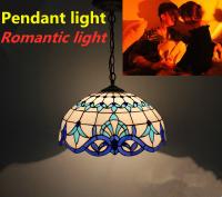 China 12 Inch European Style Stained Glass LED Pendant Lamp 30cm 40cm Handmade Chandelier for sale