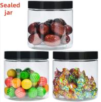 China Food Grade PET Transparent Sealed Jar 150ml to 1000ml with Lid Sealing Gasket Moisture Proof Storage for sale