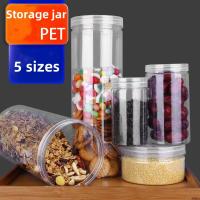 China Food Grade PET Transparent Sealed Jar 150ml to 1000ml with Lid Sealing Gasket Moisture Proof Storage for sale