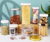 China Clear PET Plastic Food Storage Jar with Screw Cap 150ml 250ml 500ml 600ml for sale
