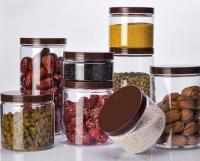 China Clear PET Plastic Food Storage Jar with Screw Cap 150ml 250ml 500ml 600ml for sale
