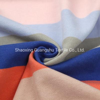 China Auto-Stripe Yarn Dyed French Terry Fabric 250GSM 185CM 100 Cotton for Garment Dress for sale