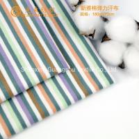 China Auto Stripes Cotton Spandex Yarn Dyed Knitted Single Jersey Fabric 180GSM 170CM for sale