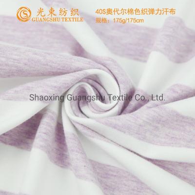 China 40s Odel Cotton Spandex Yarn Dyed Stripes Knitted Single Jersey Fabric 175GSM 175CM for sale
