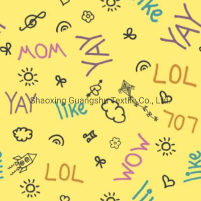 China 30s Yellow Music Rayon Viscose Spandex Digital Printed Single Jersey Fabric 220GSM 165CM for sale