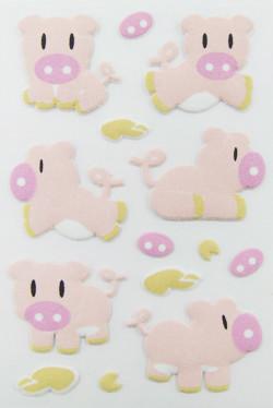 China PVC Pink Cute Puffy Animal Stickers Sheets 3D Porkling Dimension Fashionable for sale