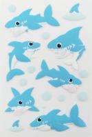 China Non Toxic Foam Puffy Animal Stickers DIY 3D Cartoon Shark Blue Colored for sale