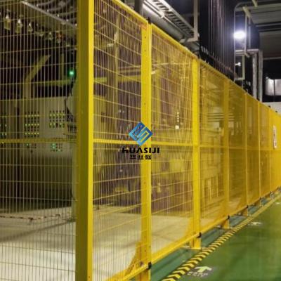China Yellow and Black Color Robot Safety Fence Square Hole Sliding Door for sale