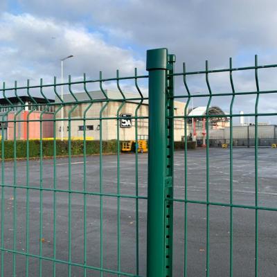 China Welded Wire Mesh 3D Bent Metal Fence PVC Coated With Round Post for sale