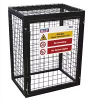 China Powder Coated Metal Mesh Steel Gas Cage Storage Orange Cylinder Cage for sale
