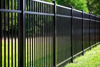 China Outdoor Fence Wrought Iron Fence Black Square Tube Fencing 2 or 3 rails for sale