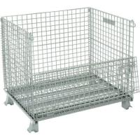 China Wire Mesh Metal Pallet Cage Box Metal Welded Foldable Stackable for sale