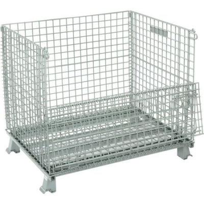 China Wire Mesh Metal Pallet Cage Box Metal Welded Foldable Stackable for sale