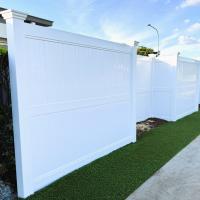 China Outdoor White Black PVC Privacy Fence 6FT H X 8FT W UV Proof Garden Gate Fence for sale