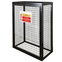 China Storage Mesh Gas Bottle Cage Yellow Blue Steel Stackable Propane Tank Cage for sale