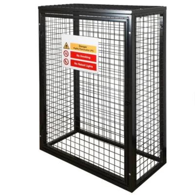 China Storage Mesh Gas Bottle Cage Yellow Blue Steel Stackable Propane Tank Cage for sale