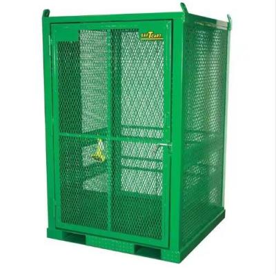 China Industrial Safety Forklift Gas Bottle Storage Cage Maintenance Rated Load Iron Powder Coated for sale