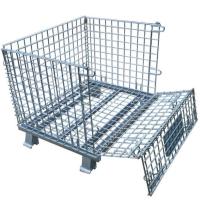 China Warehouse Wire Container Storage  Mesh Pallet Cages  Heavy Duty Iron Frame for sale