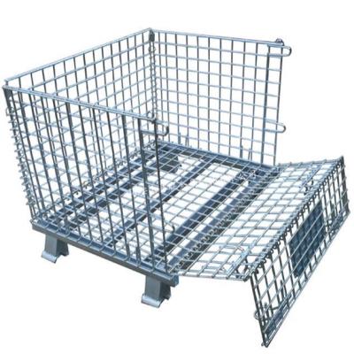 China Warehouse Wire Container Storage  Mesh Pallet Cages  Heavy Duty Iron Frame for sale