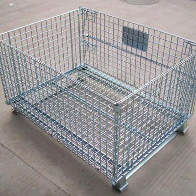 China Storage Pallet Wire Mesh Container Lockable Pallet Cages Transport Box Basket Container for sale