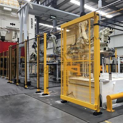 China Galvanized Powder Coated Robot Safety Fence High Visibility Yellow Black Modular Barrier System for sale