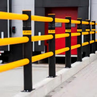 China Large-diameter polyethylene three-track flexible pedestrian guardrail to prevent forklift collision accidents for sale