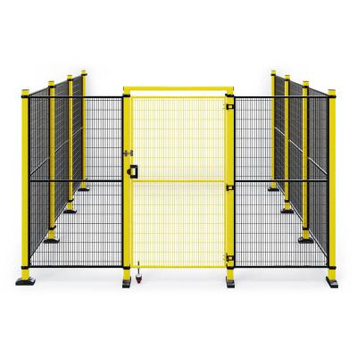 China Hsj Modular Robot Safety Fence EN ISO Compliant Machine Guard Barrier Steel Mesh PC Arc Shield Panel With Hinged Sliding Cantilever Safety Doors & Multi-Grade Security Locks Custom Size Height for sale