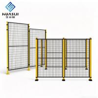 China Hsj Modular Robot Safety Fence with Safety Interlock Gate Yellow Wire Mesh Perimeter Guarding for Industrial Robotic Cell Welding Workstation Machine Guarding for sale