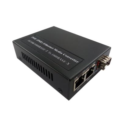 China 1310nm 1550nm 802.3at PoE Media Converter 2xRJ45 1xSFP Connector for sale