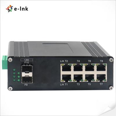 China SFP Managed Industrial Ethernet Switch 8 Port 10 / 100 / 1000T + 2 Port 1000X for sale
