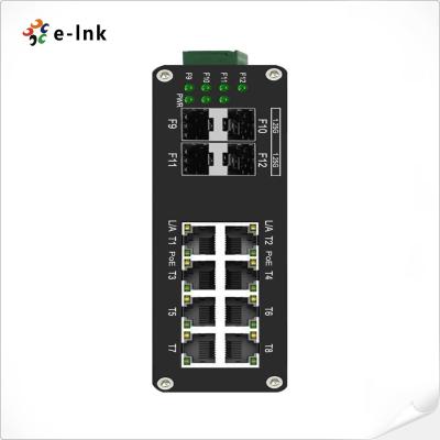 China Managed Industrial PoE Switch 8-Port 10/100/1000T 802.3at + 4-Port 1000X SFP Fiber for sale