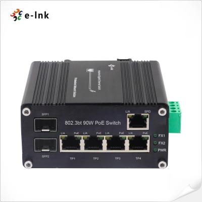 China Poe Powered Din Rail Mounted Switch 4 Port 10/100/1000T 802.3bt 90W for sale