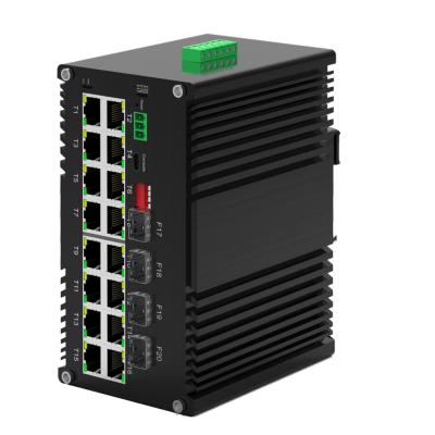 China Industrial Gigabit Managed Switch 16 Port 10/100/1000T 802.3at PoE With 4 Port 1000X SFP for sale