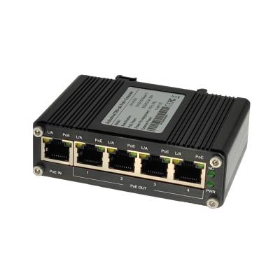 China Gigabit PoE Extender Din Rail Industrial 1 Port 802.3at PoE to 4 Port 802.3af/at for sale