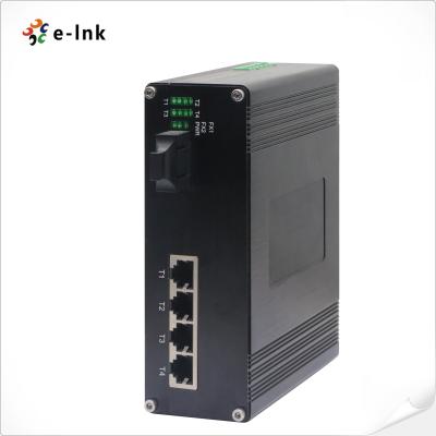 China Industrial 4-Port 10/100/1000T 802.3at PoE + 1-Port 1000BASE-X Ethernet Switch Single Mode Dual Fiber SC 20KM for sale