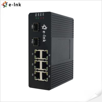 China Industrial 6 Ports 10 / 100Base-T + 2 Ports 100BASE-FX Ethernet Switch for sale
