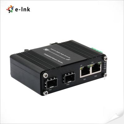 China Industrial Ethernet Switch 2 Port 10/100/1000T To 2 Port 10/100/1000X SFP Fiber for sale