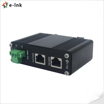 China 1000Mbps Gigabit High PoE Injector With 60W 802.3at Din Rail Installation 12~48VDC Input for sale