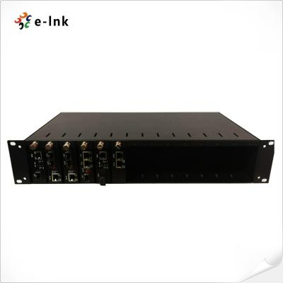 China 19 Inch 2U Height 14 Slot Rack Mount Chassis AC 100-240V Input For Fiber Media Converter for sale
