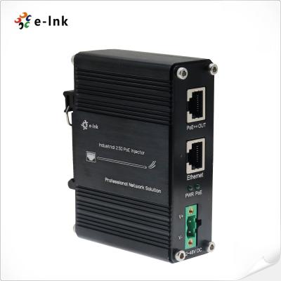 China Industrial 60W 2.5G DIN Rail Mount Hardened Gigabit PoE Injector 10 100 1000M for sale