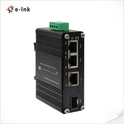 China Mini Industrial 3-Port 10/100/1000T 802.3at PoE + 1-Port 100/1000X SFP Ethernet Switch with 12~48VDC Input and Voltage B for sale