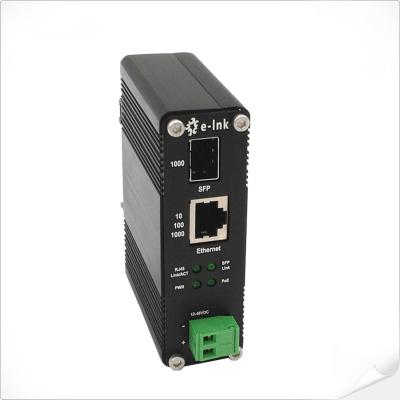 China Industrial PoE+ Media Converter 10/100/1000TX to 1000FX SFP DIN Rail with PoE Reset -40~80°C for sale