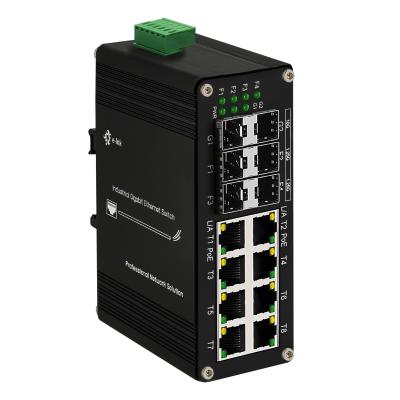 China Industrial 8-Port 10/100/1000T 802.3at PoE + 4-Port 1G SFP + 2-Port 10G SFP+ Ethernet Switch for sale
