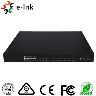 China 12 10G SFP+ Fiber ports + 8 10/100/1000M Copper RJ45 ports Managed Ethernet Fiber Switch for sale