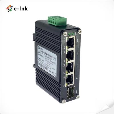 China Mini Industrial 10/100/1000M 802.3at PoE 4GE+1SFP Ethernet Switch with 12~48VDC Input and Voltage Booster for sale